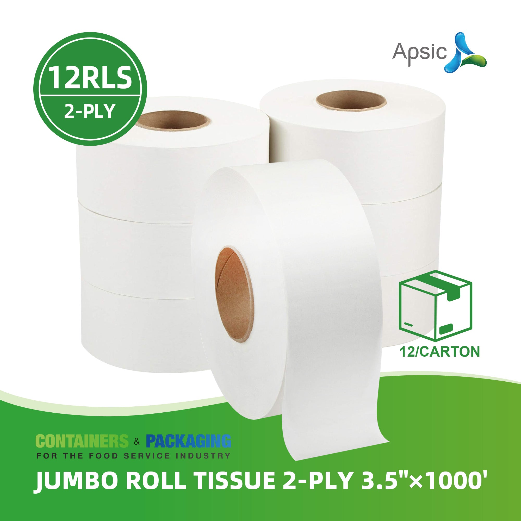 Jumbo Roll Tissue 2-Ply 3.5"×1000' – Commercial Bathroom Tissue for ...